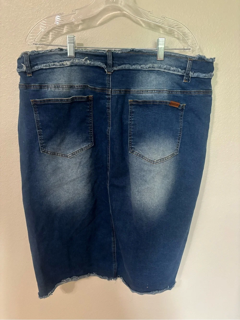 Nuggles | Skirts | Nuggles Frayed Hem Dark Blue Denim Midi Skirt | Poshmark